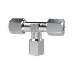 Riegler T-Verschraubung, Rohr-Au&szlig;en-&Atilde;&tilde; 12 mm, Stahl verzinkt, 100 bar (TV12SLST)