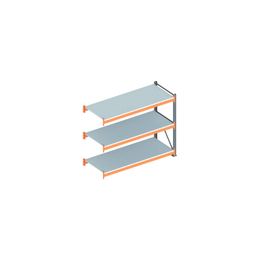 META Gro&szlig;fachregal Anbauregal 2200 x 2700 x 1100 mm verzinkt / rotorange multipal S + Stahlpaneelen (20077554)
