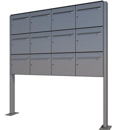 JU 12er freistehende Briefkastenanlage V2A Edelstahl (Fu&szlig;platten)