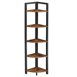 Boxxx Eckregal, Braun, Schwarz, Metall, Holzwerkstoff, Vintage, 5 F&auml;cher, 30x150x30 cm, Typenauswahl, Beim&ouml;bel erh&auml;ltlich, stehend, Wohnzimmer, Regale, Eckregale