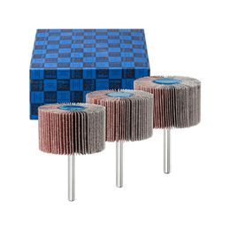 Pferd TOOLS F&auml;cherschleifer-Set 3-tlg. Korund &Oslash; 50x30mm Schaft-&Oslash; 6 mm A60, 80,120 f&uuml;r Feinschliff und Finish (44498004)