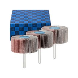 Pferd TOOLS F&auml;cherschleifer-Set 3-tlg. Korund &Oslash; 60x30mm Schaft-&Oslash; 6 mm A60, 80,120 f&uuml;r Feinschliff und Finish (44498005)