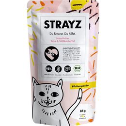 STRAYZ Bio Ente & S&uuml;&szlig;kartoffel Katzen-Nassfutter Monoprotein 14x85g