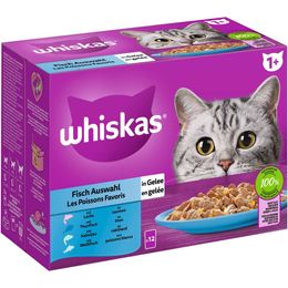 whiskas Multipack 1+ Fisch Auswahl Katzen-Nassfutter im Gelee Fisch 12x85g