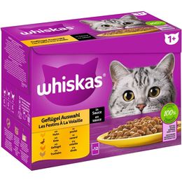 whiskas Multipack 1+ Gefl&uuml;gel Auswahl in Sauce Katzen-Nassfutter f&uuml;r Katzen ab 1 Jahr 12x85g