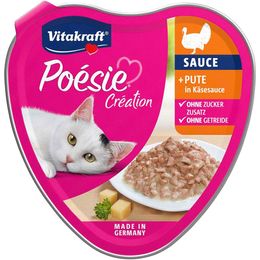 Vitakraft Po&eacute;sie Cr&eacute;ation mit Pute in K&auml;sesauce Katzen-Nassfutter zuckerfreie Rezeptur 15x85g