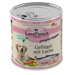 Landfleisch Pur Dog Classic Gefl&uuml;gel mit Lachs Hunde-Nassfutter ohne Gluten, Zucker und Sojaprodukten 6x800g