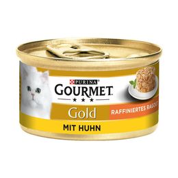 Gourmet Gold Raffiniertes Ragout mit Huhn Katzen-Nassfutter hoher Fleischanteil 24x85g