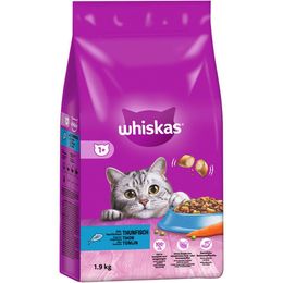 whiskas Trocken Adult 1+ mit Thunfisch Katzen-Trockenfutter unterst&uuml;tzt die Zahnpflege 1,9kg