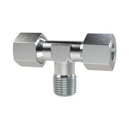 Riegler T-Einschraubverschraubung, R 3/8 a., Rohr-Au&szlig;en-&Atilde;&tilde; 10, Stahl verz. (TVR3810SST)