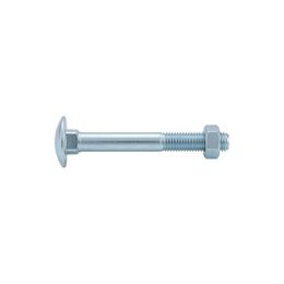 DIN 603 Flachrundschraube M8x55 Stahl 4.6 galvanisch verzinkt m. Vierkantansatz u. Mutter ; Industrial Quality Supplies (006034100080055)
