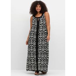 sheego Gro&szlig;e Gr&ouml;&szlig;en Jerseykleid mit Ornamentdruck und Cut-outs, schwarz-wei&szlig;, Gr&ouml;&szlig;e 48 - Damen