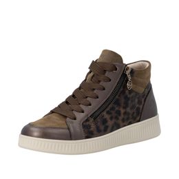 Remonte Damen Sneakerboots, Gr. 38, braun, Leder, Lederimitat, Schuhe, Schn&uuml;rboots, Stiefelette mit seitlichem Rei&szlig;verschluss