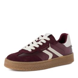 Tamaris Damen Plateausneaker, Gr. 39bordeaux, wei&szlig;, Glattleder, Veloursleder, aufgeraut, kontrastfarbene Details, Schuhe, Freizeitschuh, Halbschuh,