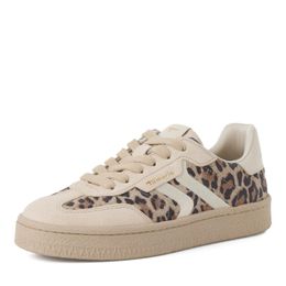 Tamaris Damen Plateausneaker, Gr. 38leo kombi, Glattleder, Veloursleder, Schuhe, Freizeitschuh, Halbschuh, Schn&uuml;rschuh im Retro-Look