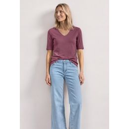Street One Damen T-Shirtschwarz clouded blush, Gr. 46, unifarben, Web, 50% Baumwolle, 50% Modal, Shirts, im soften Baumwoll-Mix