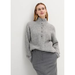 bonprix Oversize-Wollpullover mit Alpaka, grau, Gr.44/46 (L), weicher Troyer-Pullover aus edler Alpaka-Wollmischung, aus Wolle
