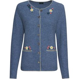 Luis Steindl Links-Links-Strickjacke mit Blumenstickerei Blau (Gr&ouml;&szlig;e: 44)