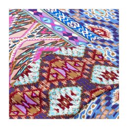 buttinette Viskose-Jersey "Ethno", rosa/blau