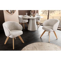 Riess Ambiente Drehbarer Stuhl WALK&Uuml;RE beige natur Eichenholz mit Taschenfederkern und Armlehne Polsterstuhl Riess-Ambiente Esszimmerstuhl K&uuml;chenstuhl