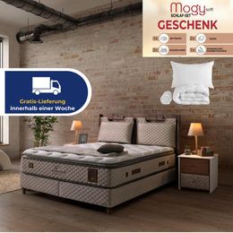 Bambi Boxbett, Braun, Holz, Metall, 90x200 cm, Schlafzimmer, Betten, Boxspringbetten