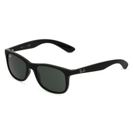 Ray-Ban Junior RJ 9062S | Unisex-Sonnenbrille | Fassung: Vollrand, Quadratisch, Kunststoff, Schwarz | Glasfarbe: Gr&uuml;n