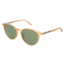 Calvin Klein CK24539S | Unisex-Sonnenbrille | Fassung: Vollrand, Rund, Kunststoff, Beige | Glasfarbe: Gr&uuml;n
