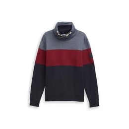 Tom Tailor Herren Snood Sweatshirt mit Colour Blocking, rot, Colour Blocking, Gr. S