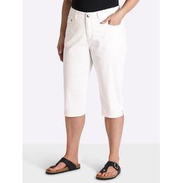sheego Damen Caprihoseecru, Gr. 54, unifarben, 98% Baumwolle, 2% Elasthan, Hosen