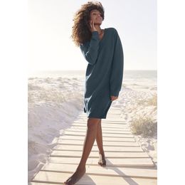 s.Oliver Sweatkleid blau Gr. 36/38 f&uuml;r Damen. Mit V-Ausschnitt. Bequem. Nachhaltig.