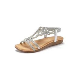VIVANCE BY LASCANA Sandale 'Sommerschuh, offener Schuh, Sandalette,' grau Gr. 38 f&uuml;r Damen. Mit Glitzersteine