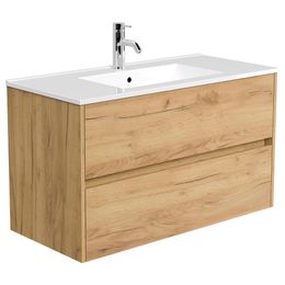 Mid.you Waschtischkombi, Eiche, Keramik, 2 Schublade(n) Schubladen, 101x58.6x47 cm, h&auml;ngend, Badezimmer, Waschbecken & Armaturen, Waschtische