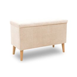 Domo Hocker &raquo;Kopenhagen&laquo; mit Staufach - 91x41x58cm - creme - Polyester / Holz / Holz