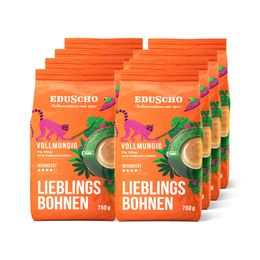 EDUSCHO Lieblingsbohnen Vollmundig - 8 x 750 g Ganze Bohne - Intensit&auml;t: 4/5