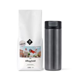 Kaffee-Geschenkset &bdquo;Alltagsheld to Camping&bdquo; &ndash; 1x 1kg Omni-Roast Ganze Bohne und Kambukka Becher