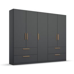 Rauch Dreht&uuml;renschrank "Skandi" 5-t&uuml;rig mit vier Schubladen - 226x54x210cm - grau - Holz
