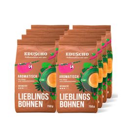 EDUSCHO Lieblingsbohnen Aromatisch - 8 x 750 g Ganze Bohne - Intensit&auml;t: 3/5