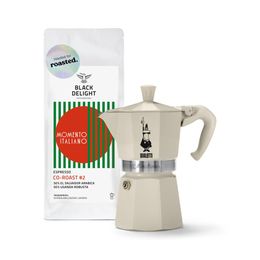 Kaffee-Geschenkset &ldquo;Bialetti Camping&rdquo; &ndash; 1x 250 g Espresso Gemahlen und Bialetti Moka Express