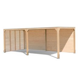 Karibu Pavillon &raquo;Markaska&laquo; mit Leimholz-Balken und Dacheindeckung - 627x320x239cm - braun -