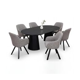 DeVries Esstisch &raquo;Andria&laquo; - 59x61x84cm - hellgrau - Eichenholz / Polyester / Holz