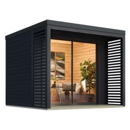 Karibu Modernes Gartenhaus &raquo;Horus B&laquo; mit Dacheindeckung - 276x276x231,5cm - anthrazit -