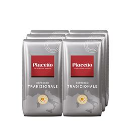 Piacetto Tradizionale Espresso - 6x 1 kg Ganze Bohne - Intensit&auml;t: 6/6