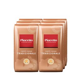 Piacetto Tradizionale Caff&egrave; Crema - 6x 1 kg Ganze Bohne - Intensit&auml;t: 6/6