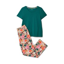 Tchibo - Pyjama-Set - Damen - Gr. S - dunkelgr&uuml;n/print