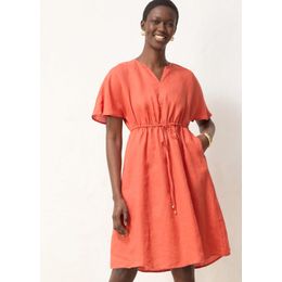 bonprix Kleid aus reinem Leinen, rot, Gr.36, sommerliches Leinen-Kleid mit Raffung in der Taille, aus Leinen
