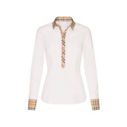 Seidensticker Popeline-Bluse mit Karodetail - Damen - Gr. 54 - wei&szlig;