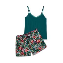 Tchibo - Shorty-Pyjama-Set - Damen - Gr. 34 - dunkelgr&uuml;n