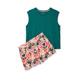 Tchibo - Shorty-Pyjama-Set - Damen - Gr. S - dunkelgr&uuml;n/print