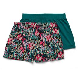 Tchibo - 2 Shorts - Damen - Gr. S - dunkelgr&uuml;n/print
