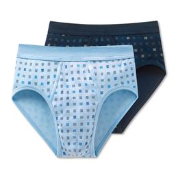 2 Schiesser Slips in Feinripp - Herren - Gr. M/5 - hellblau